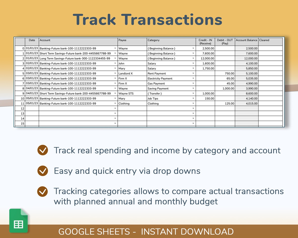 2023 Annual budget and money tracking spreadsheet - Google Sheets ...